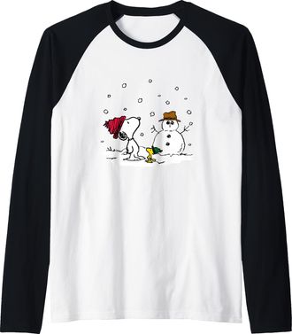Peanuts Snoopy Woodstock Schneemann Raglan