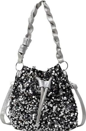 Generic Garhomtur Sac à bandoulière à paillettes pour femme avec cordon de serrage étincelant Sac fourre-tout à bandoulière amovible Sac à main en bord de mer