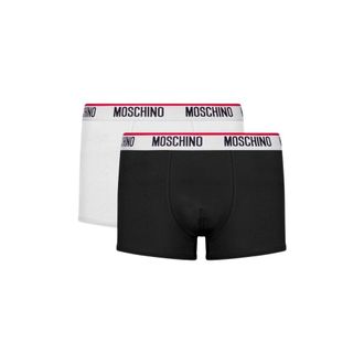 Moschino Homme, Sous-v&ecirc;tements, Noir, Taille: XL Lot de 2 boxers en jersey stretch avec bande logo
