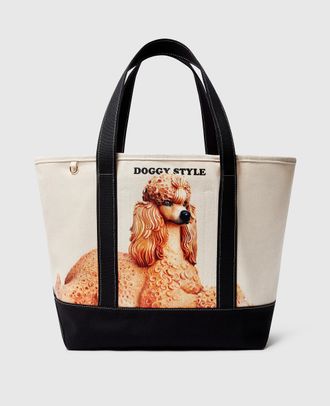 Stella McCartney Jeff Koons Doggy Style Tote Bag, Woman, Ivory/Black
