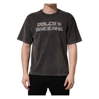 Dolce & Gabbana Homme, Tops, Gris, Taille: M T-Shirt &agrave; Manches Courtes et Col Rond