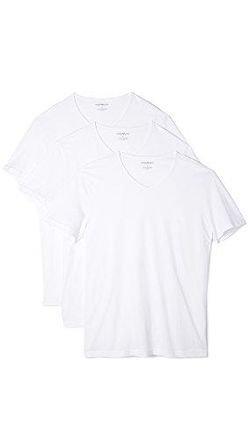 Emporio Armani Cotton V-Neck Undershirts Tricot, Blanc, M (Lot de 3) Homme