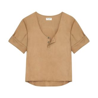 Saint Laurent Damen, Blusen & Hemden, Braun, XSGr&ouml;&szlig;e