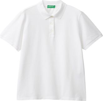 Benetton Damen Poloshirt M/M 3wg9d300e Polohemd, Weiß, Medium