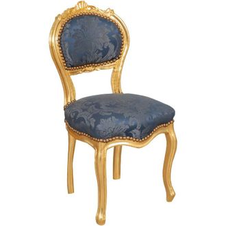 Biscottini International Goldfarbener Wohnzimmer Sessel Louis XVI 90x45x42 cm Holzstuhl franz&ouml;sischer Stil Schlafzimmer Sessel gepolsterter Barocksessel