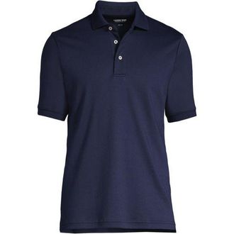Lands End Supima Kurzarm-Polo, Classic Fit, Herren, Größe:44-46 regular, Blau, Baumwolle, by Lands End