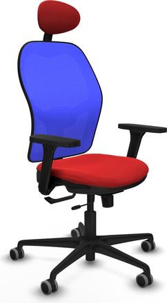 Piqueras y Crespo Ergonomischer Computerstuhl mit 3D-Armen, h&ouml;henverstellbarer Lendenwirbelst&uuml;tze und festem Kopfteil, ausgestattet mit Syncro/Traslack und injiziertem 