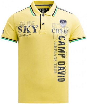 Camp David Poloshirt aus Pikee mit Logo Artworks
