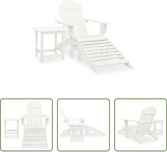vidaXL Tisch - Adirondack-Gartenstuhl mit Fu&szlig;st&uuml;tze & Tisch Tannenholz Wei&szlig;