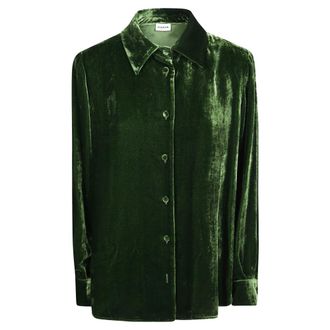 P.A.R.O.S.H. P.a.r.o.s.h. - Chemise - Velours Viscose Soie - Femme - Blouses et Chemises - Vert - Taille: 38 FR