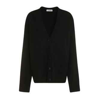 Jil Sander Schwarzer Woll-Cardigan Pullover - - Knitwear - Damen - Schwarzk - L