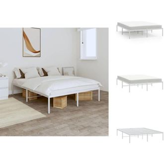 vidaXL Bettgestell Metall Wei&szlig; 160x200 cm - Metallbettfundament - Wei&szlig;es Bettgestell - Doppelbettgestell - Boxspringrahmen - Schlafzimmerm&ouml;bel