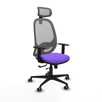 Piqueras y Crespo Schreibtisch Home Office Cilanco mit 1D-Armen, h&ouml;henverstellbare Lendenwirbelst&uuml;tze und h&ouml;henverstellbares Kopfteil, Grau/Lila