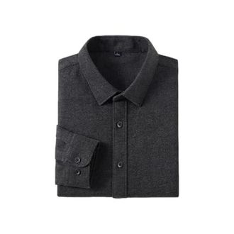 Generic Chemise habill&eacute;e formelle pour homme, chemise en coton &agrave; manches longues &agrave; revers simple, convient pour le printemps et lautomne, gris fonc&eacute;, XXL