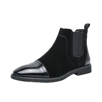 Generic Bottines Chelsea habill&eacute;es en cuir pour homme - Style britannique - Bout pointu - Bande &eacute;lastique - Style d&eacute;contract&eacute; - Affaires et formelles, Noir, 4