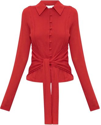 Ganni Femme, Pulls, Rouge, Taille: 38 FR Cardigan avec Liens D&eacute;coratifs