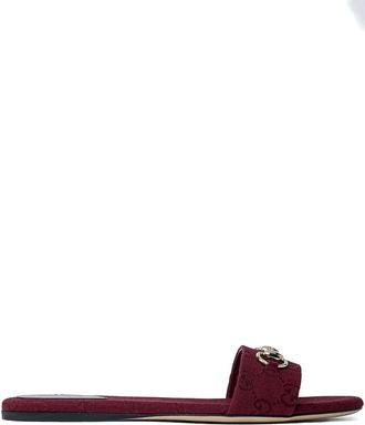 Gucci Horsebit logo slides - Rot