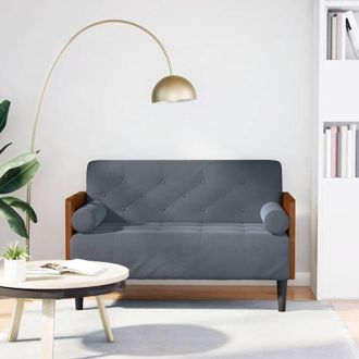 vidaXL Zweisitzer-Sofa mit Nackenrollen Dunkelgrau 110 cm Samt Vidaxl