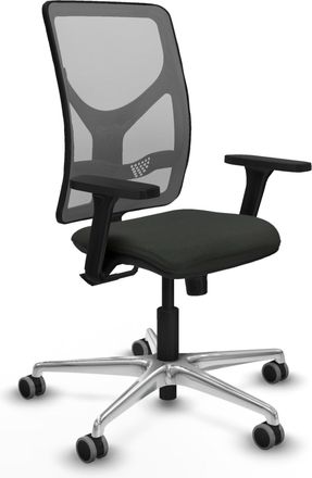 Piqueras y Crespo Schreibtischstuhl aus Netzstoff mit schwarzen Armlehnen, h&ouml;henverstellbare Lendenwirbelst&uuml;tze, ausgestattet mit 3 Positionen und Schneideschaum, Grau/