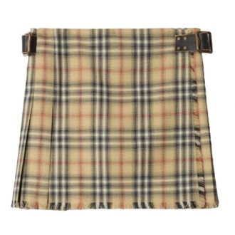 Burberry Femme, Jupes, Beige, Taille: 34 FR Jupe Pliss&eacute;e &agrave; Carreaux