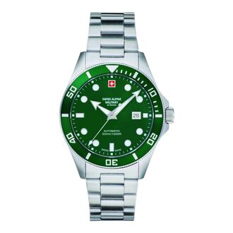 Swiss Alpine Military Montre Homme 7095.2134 Automatique Fen&ecirc;tre de Date Bracelet en Acier Inoxydable - Homme - Accessoires - Vert - Taille: ONE Size