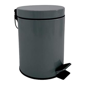 MSV Kosmetikeimer fürs Bad - Edelstahl mit herausnehmbarem Inneneimer - Stylischer Treteimer - Kompakt und Praktisch - Grau - 3L