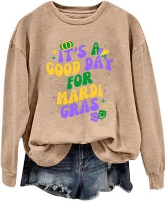 Generic H Et M V&ecirc;tements Femmes Haut &agrave; Manches Longues avec Col Rond et Lettres Imprim&eacute;es pour Femmes Cardigan Grand-m&egrave;re, kaki, XL