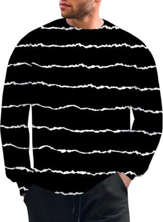 Generic Sweat-shirt l&eacute;ger uni pour homme - D&eacute;contract&eacute; et mature - Haut de vacances pour homme - Printemps et automne - Ray&eacute; - Couleurs contrast&eacute;es - Sans cap