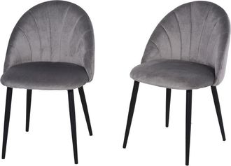 HOMCOM Homcom - Lot de 2 chaises velours gris pieds m&eacute;tal noir dim. 52L x 54l x 79H cm