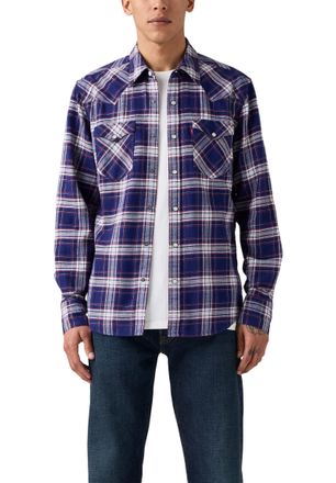 Levi's Herren Barstow Standard Fit Westernhemd Hawley Plaid Blue Depths Twill Blue XL