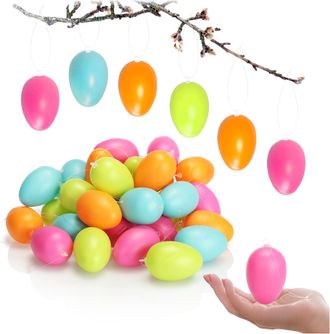 Com-Four 36x Ostereier zum Aufhängen - Osterdeko in schönen Pastellfarben - Deko Ostereier aus Kunststoff - Größe: 6 cm