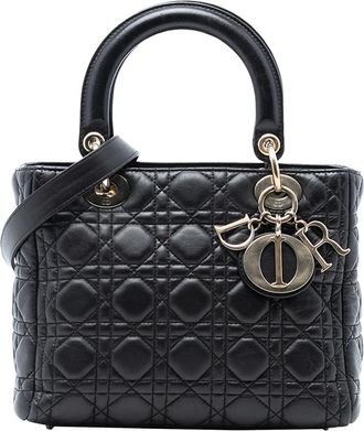 Dior Hobo Bags - Medium Lambskin Cannage Lady Dior - Gr. unisize - in Schwarz - f&uuml;r Damen