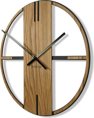 FlexiStyle Wanduhr groß aus Metall Unique für Wohnzimmer, Schlafzimmer, Büro, 50 cm Durchmesser, modernes Design ohne tickgeräusche (Schwarz/Weiss)