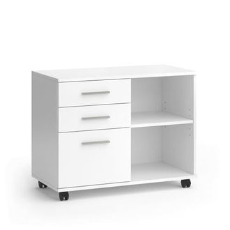 Vicco Caisson à roulettes DELF, Blanc, 80 x 40 cm avec 3 tiroirs