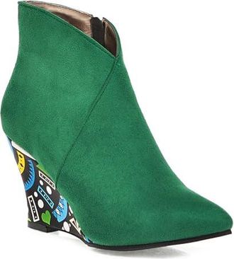 Generic Vert,36 EU,Bottines à Talons compensés pour Femmes, Bout Pointu, mi-Mollet, Courtes, avec Fermeture éclair latérale, Chaussures habillées Tendance à B