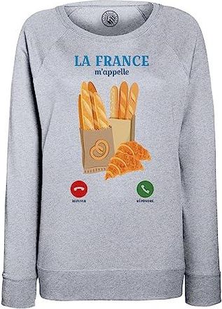 Fabulous Sweatshirt Femme Gris La France mappelle Baguette Croissant Clich&eacute;