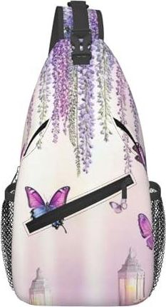 Generic Sac &agrave; dos &agrave; bandouli&egrave;re pour homme Motif roses roses violettes