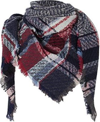 Generic Couverture &agrave; carreaux &eacute;paisse pour lhiver - &Eacute;charpe tartan &eacute;paisse - &Eacute;charpe surdimensionn&eacute;e - Noir - L&eacute;g&egrave;re, Marine, taille unique