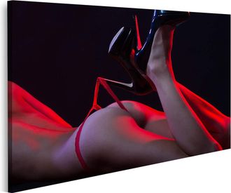 Islandburner Bild auf Leinwand Frau Liegt Nackt Auf Dem Bauch High Heels Roter String Bilder Wandbilder Poster