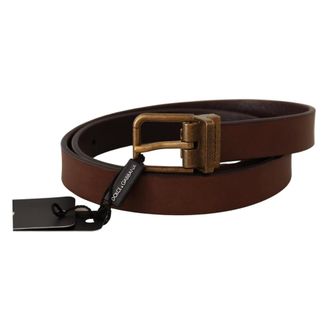 Dolce & Gabbana Homme, Accessoires, Brun, Taille: 85 CM Ceinture en Cuir Marron avec Boucle Rustique