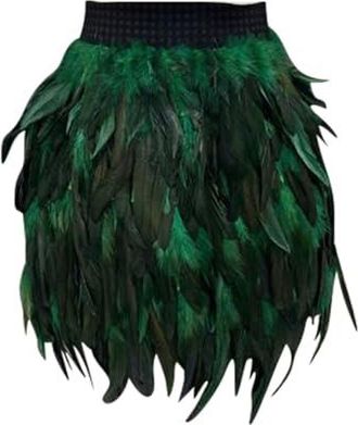 Generic Jupe à Plumes Style Gothique - Faux Paon Pour Femme - Carnaval, Fête, Festival - Mode Mi-Corps - Jupe Courte - Costume de Carnaval, Vert, L