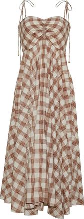 Cara Cara robe mi-longue Sunray &agrave; carreaux vichy - Tons neutres