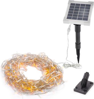 Esotec Solar LED-Lichterkette, 200 LEDs warmwei&szlig;, L&auml;nge Lichterkette mit LEDs ca. 19,9 m, LiFePO4 Akku, Solarmodul, f&uuml;r Garten Terrasse Balkon winterfest, ou