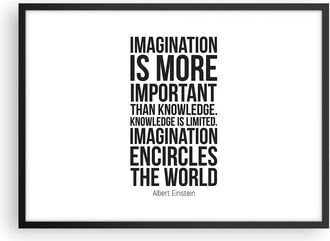 Arttor Wandposter Art Prints 70x50cm Poster Schwarzrahmen Einstein Maxim Imagination Küche Wanddeko Bild Wand Kunstdruck Deko Wandbilder Dekoration Wohnzimme