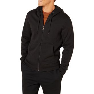 Amazon Essentials Herren Fleece-Kapuzenpulli mit durchgehendem Reißverschluss (erhältlich in den Größen Big & Tall), Schwarz, XXL Große Größen Tall