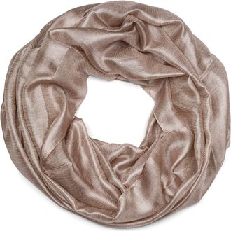 styleBREAKER Damen Loop Schal leicht und seidig mit Glitzer in Unifarben, Schlauchschal, Tuch 01016214, Farbe:Khaki