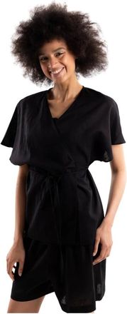Hinnominate Hinnominate, Femme, Blouses et Chemises, Noir, Taille: 36 FR Blouse cache-coeur ceintur&eacute;e
