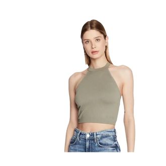 Guess Femme, Tops, Vert, Taille: 38 FR Débardeur avec Logo pour Femme