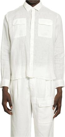 C.P. Company C.p. Company, Homme, Chemises, Blanc, Taille: L Lightweight Linen Lens Shirt