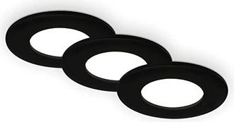 Briloner Leuchten - 3er Set Einbauleuchten Decke, Dimmbar, LED Einbaulampen ultraflach, Einbaustrahler Bad, Badeinbaustrahler IP44, Schwarz-Matt, 85x25 mm (DxH